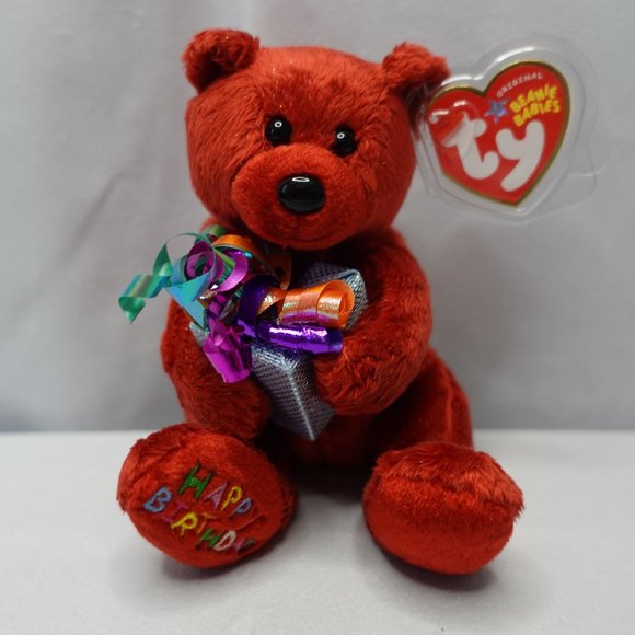 Ty | Toys | Vintage Ty Beanie Babies Red Happy Birthday Bear Style 498 ...